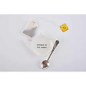 Mud Pie Home Kitchen Circa Tea Time Teapot Tea Bag Spoon Rest Sets 42600444 (Always in hot water)