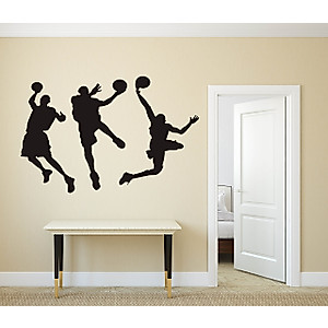 ANBER Slam Dunk Silhouette Wall Decal Removable Basketball Player Sticker for Kids Bedroom Living Room Playroom DIY Sport Wall Decal Art, 31.5" H x 53" W
