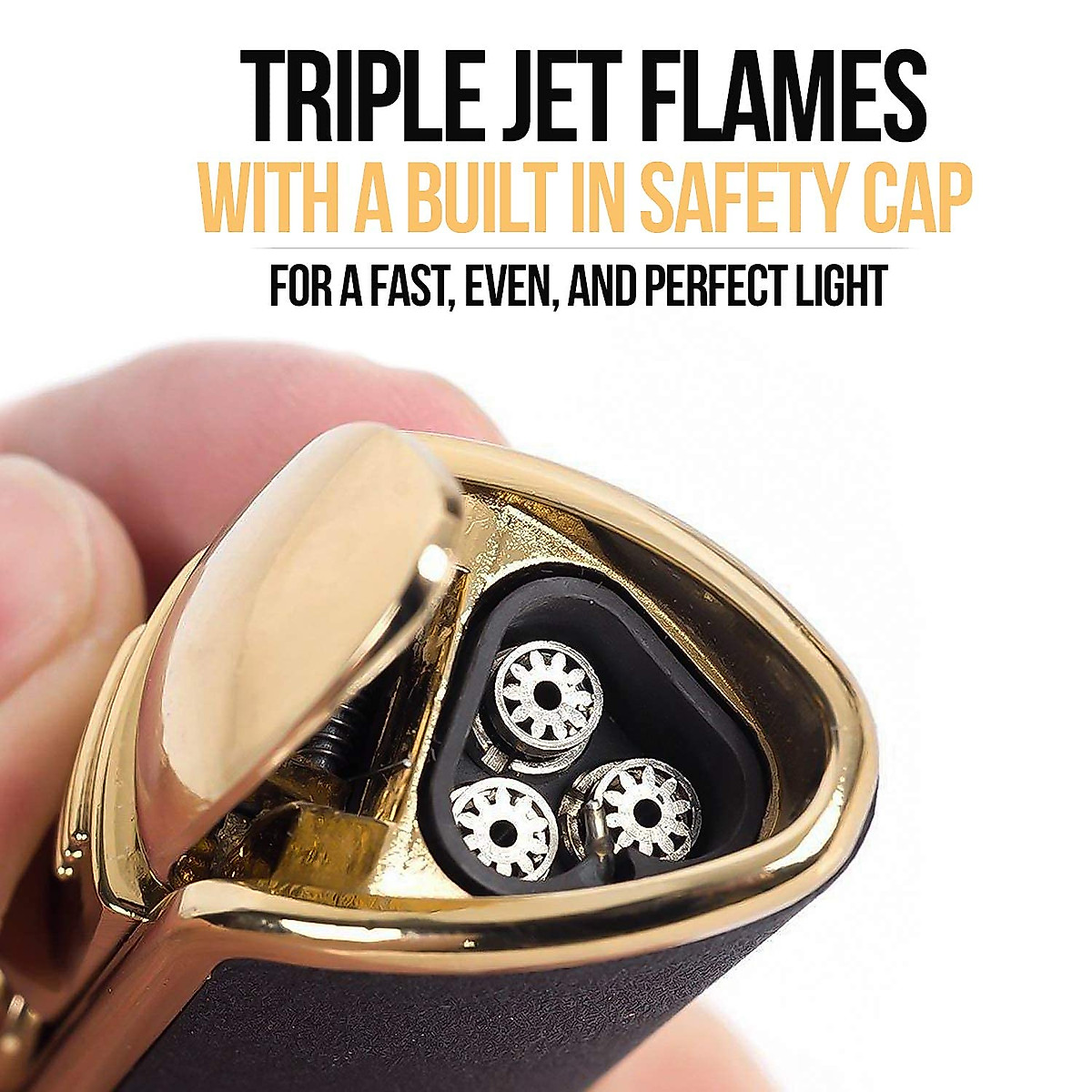 Mrs. Brog Cigar Lighter Triple Flame Torch with Built in Cigar Punch (Butane Gas Not Included) - Pocket Size 3 Adjustable Wind Proof Jet Flames - Ergonomic Grip