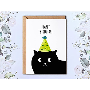NTVShop Happy Birthday Greeting Card For Cat Lovers - Cute Black Cat Birthday Card - Lovely Birthday Card - Black Cat Card
