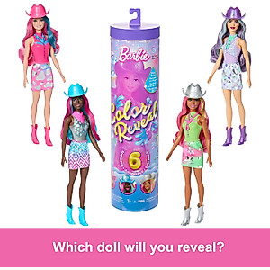 Barbie Color Reveal Fashion Doll & Accessories with 6 Surprises, Disco Star Series with Metallic Shine & Color-Change Bodice (Styles May Vary)