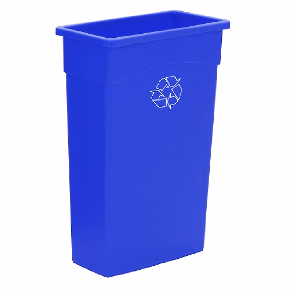 Continental 8322-1 23-Gallon Wall Hugger LLDPE Recycling Receptacle, Rectangular, Blue