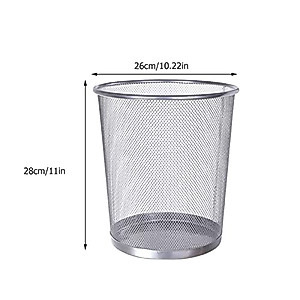 Cabilock Trash Can Stainless Metal Mesh Wastebasket Garbage Container Retro Waste Bin Steel Mesh Garbage