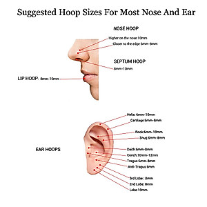 5Pcs 16G 18G Surgical Steel Nose Rings Hoop Tragus Septum Cartilage Hoop Earrings For Women Men Body Piercing Jewelry Kit Bar Length 6mm/8mm/10mm/12mm/14mm (5Pcs -16G - Steel - 6mm)