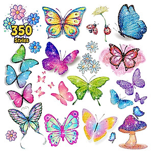 Leesgel 24 Sheets Butterfly Glitter Temporary Tattoos for Party, Butterfly Birthday Decorations Supplies for Girls, Kids Fake Tattoos Birthday Surprise Butterfly Party Decorations Favors