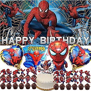 MISCOO Spiderman Party Supplies | Decorations | Banner | Balloons | For Boys | Backdrop | Birthday | Set | Decor