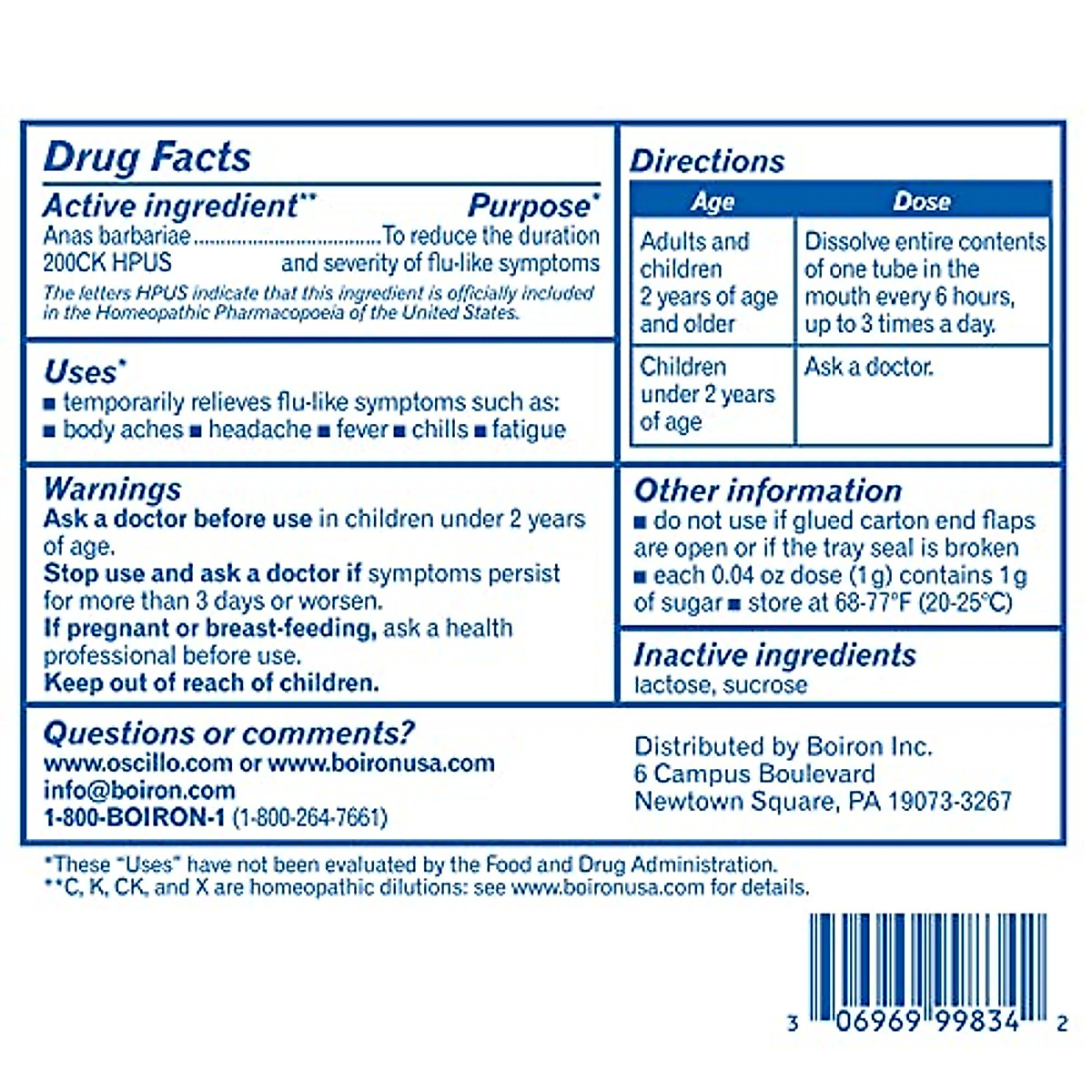 Boiron Oscillococcinum for Relief from Flu-Like Symptoms of Body Aches, Headache, Fever, Chills, and Fatigue - 12 Count