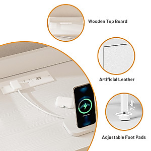 GipGiper White Nightstand with Charging Station, LED Nightstand with 4 Fabric Storage Drawers, Small Dresser for Bedroom, Entryway, Hallway, College Dorm Furniture Tall Nightstand Bedside End Table