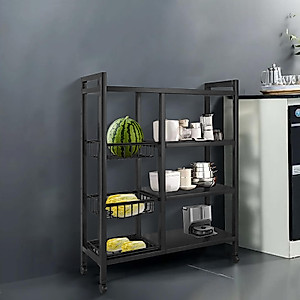 GlamorLuxe Kitchen Storage Rack Microwave Oven Stand with Wheels High Load-Bearing Capacity 4 Tier Utility Storage Rack Metal Shelving Units, 31.5" W x 12.6" D x 42.52" H