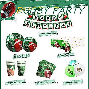 Football Party Decorations Football Birthday Party Decorations Football Party Plates Napkins Cups Tablecloth Balloons Banner for Football Touchdown Game Day Tailgate Party Supplies