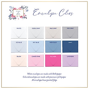 Personalized Stationery Note Cards for Women with Name in Calligraphy Script Font - Boxed Flat Notecard Stationary Set, Choose Your Colors and Set Size | Fairmont & Grove Paper Co.