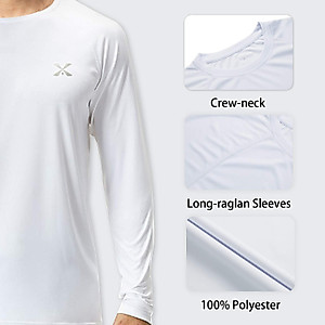 Men's Crewneck Training Workout T-Shirt Long Sleeve Activewear Top (White,XXL)
