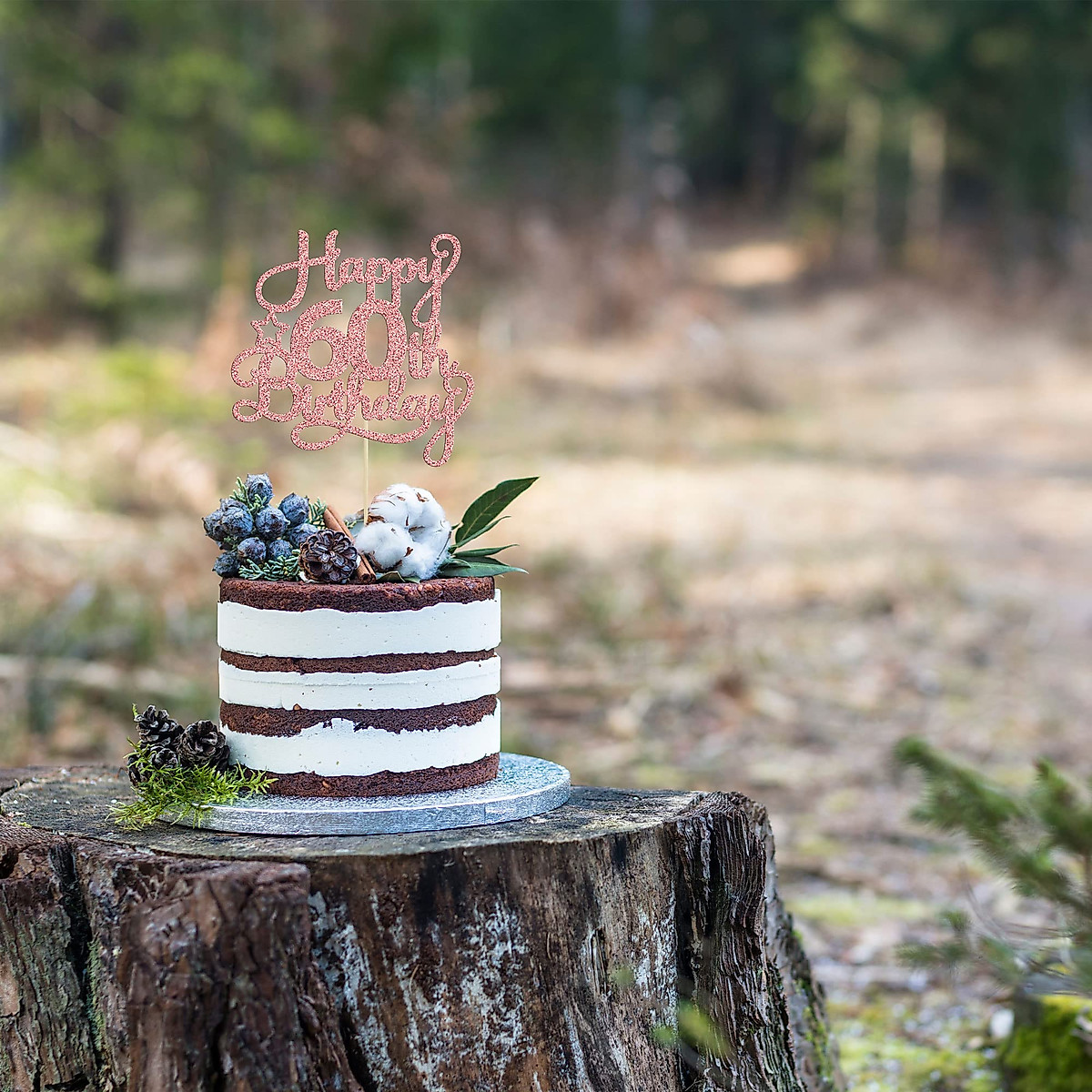 1 Pack Happy 60th Birthday Cake Topper Rose Gold Glitter 60 & Fabulous Cheers to 60 Years Old 60th Birthday Cake Pick for Celebrating 60th Birthday Anniversary Party Cake Decorations Supplies