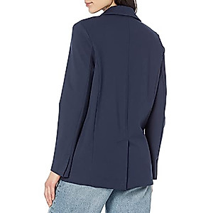 Amazon Essentials Women's Relaxed-Fit Soft Ponte Blazer, Navy, Large