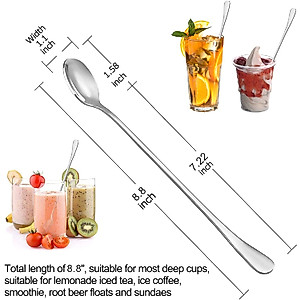 8 Pack Cocktail Spoon Long Handle 9-Inch Ice Tea Spoons Stainless Steel Coffee Ice Cream Stirring Spoon Mixing Spoons