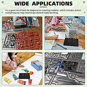 Keadic 37Pcs Model Tool Paint Kit Includes Professional Gundam Model Basic Tools, Painting Stand Base Holder and Alligator Clip Sticks Modeling Tools for Airbrush Hobby Model Building Parts Assemble