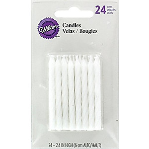 Wilton Birthday Candles 2.5", White Striped Spirals, 24/Pkg