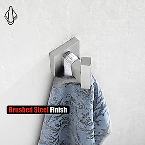JQK Bathroom Towel Hook, Coat Robe Clothes Bath Wall Hooks for Kitchen Garage, 2 Pack Brushed Finish, TH230-BN-P2