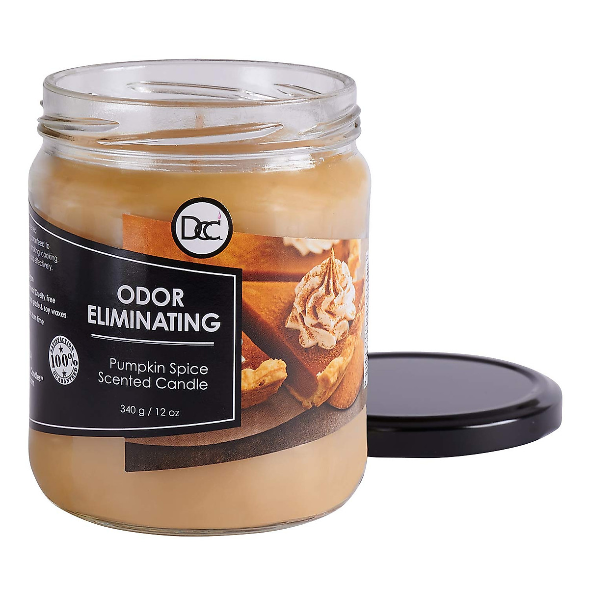 Pumpkin Spice Odor Eliminating Highly Fragranced Candle - Eliminates 95% of Pet, Smoke, Food, and Other Smells Quickly - Up to 80 Hour Burn time - 12 Ounce Premium Soy Blend