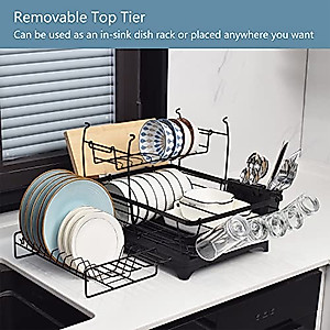 Royacon Dish Drying Rack for Kitchen Counter, 3 Tier Dish Rack with Drainboard Set, Stainless Steel Dish Drainers with Utensil Holder, Extra Large Dish Strainer for Kitchen