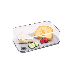 Mepal, MODULA Cheese Dome for Cheddar or Parmesan Including Transparent Dome and Cutting Board, Airtight, Portable, BPA Free, Holds 95 oz, 1 Count