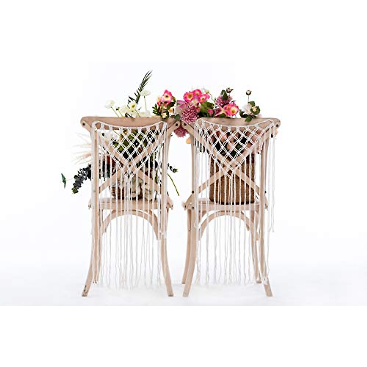 Hysunland Macrame Chair Decor for Wedding Party Chair Decorations Boho Home Décor, Set of 2