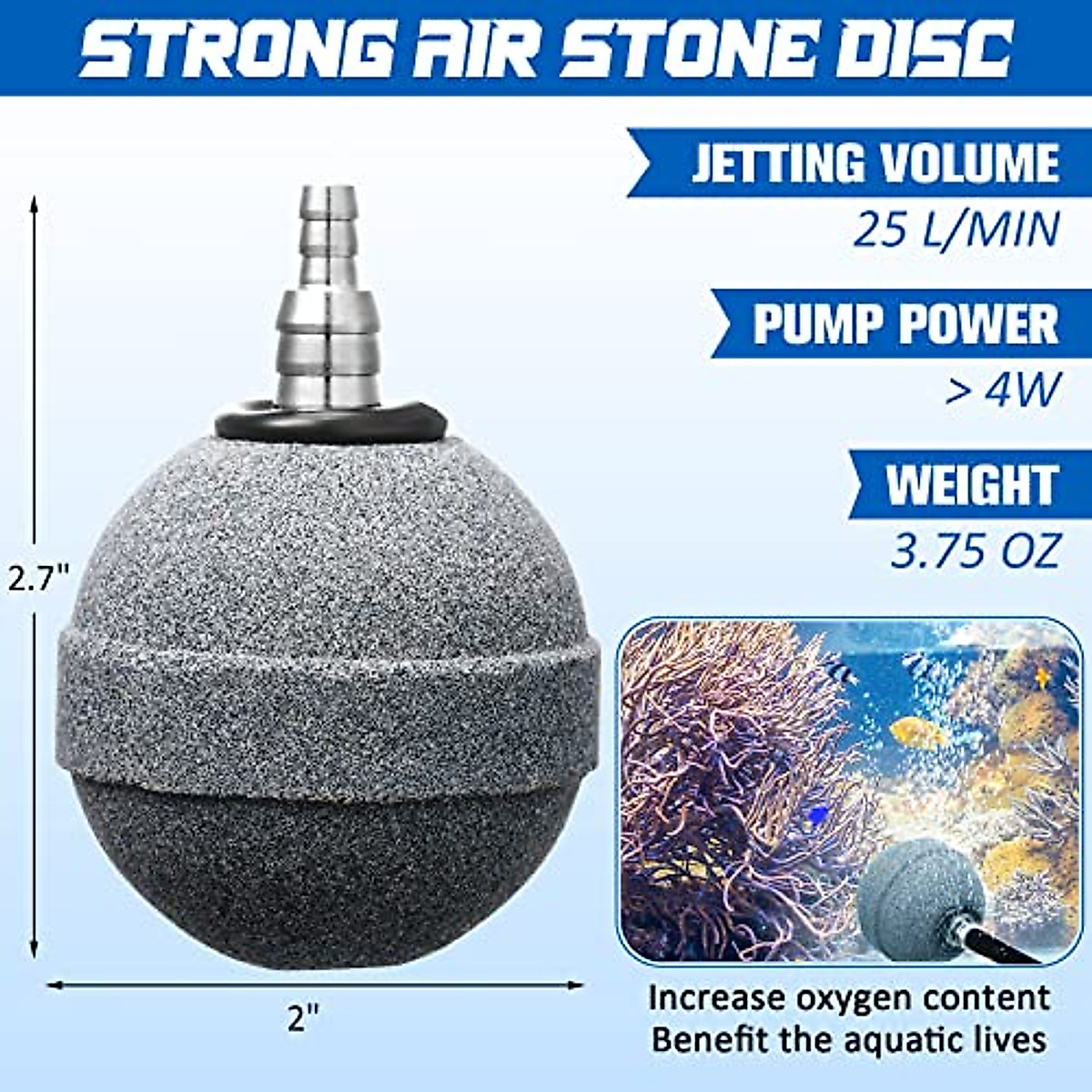 10 Pieces 2 Inch Air Stones for Aquarium Air Stone Ball Diffuser Release Tool Fish Tank Air Stone for Aquarium Air Stones Fish Tanks Buckets Ponds and DWC Reservoirs Accessories, Gray