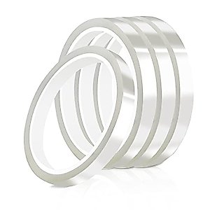 4 Rolls 10mm x33m (0.4” x 108 Ft) Clear Heat Resistant Tape Heat Transfer Tape High Temperature Tape Dispenser for Heat Sublimation for Heat Press for Crafting, No Residue No Mark Easy Peal