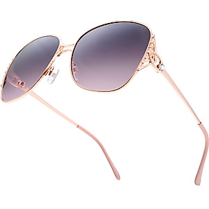 The Fresh Classic Crystal Elegant Women Beauty Design Sunglasses Gift Box (L153-Gold, Grey/Pink)