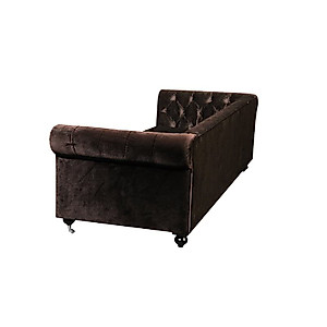 American Home Classic Claire 15" 3-Seat Velvet Upholstered Sofa in Chocolate