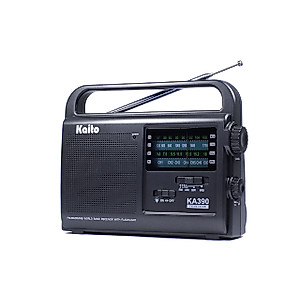 Kaito KA390 Portable AM/FM Shortwave NOAA Weather Radio with LED Flashlight, Color Black