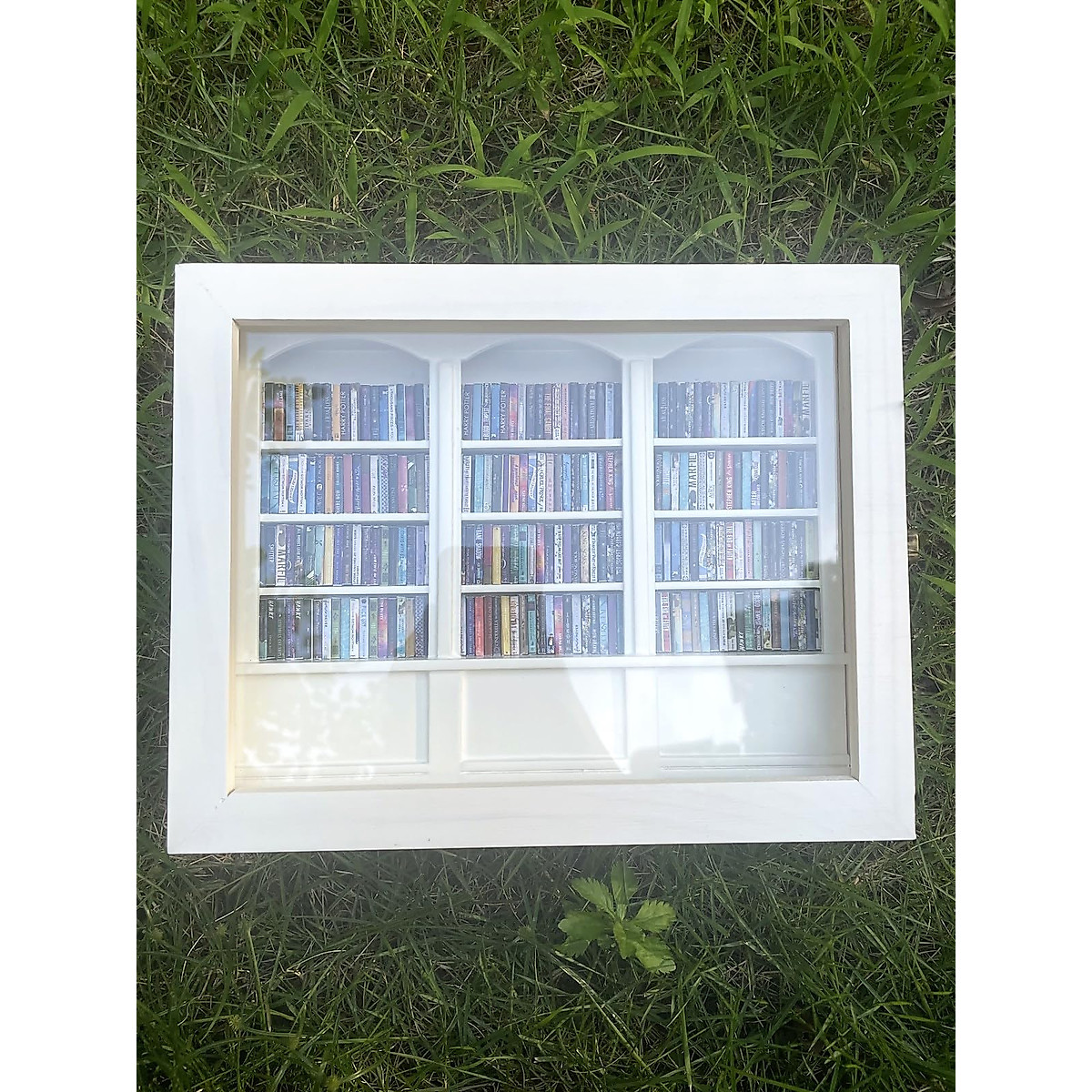 Generic Shake Away Anxiety Bookshelf,Stress Reliever,with 350Pcs Miniature Book Match Boxes Display Case Cabinet Decoration, for Book Lovers (white)