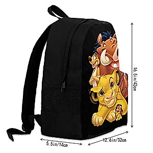 atgzfdr Popular Simba The King Lion Adult Backpack Anime Computer Bag Hiking Bookpack Schoolbag For Adult Men Women Black One Size