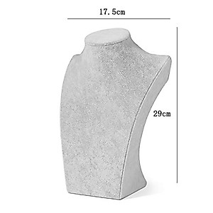 Gazechimp Gray Necklace Jewelry Display Bust Pendant and Chain Display Mannequin Stand, Velvet, 5 Different Sizes - W 175 x H 290mm