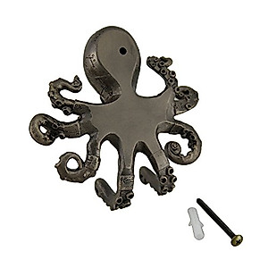 Zeckos Antique Bronze Finish Steampunk Octopus Wall Hook
