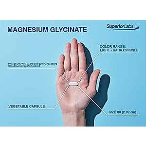 Superior Labs - Magnesium Glycinate - 1250 mg, 120 Vegetable Capsules - Essential Mineral - Maintains Energy - Healthy Bones and Muscle Function- Relaxation & Sleep