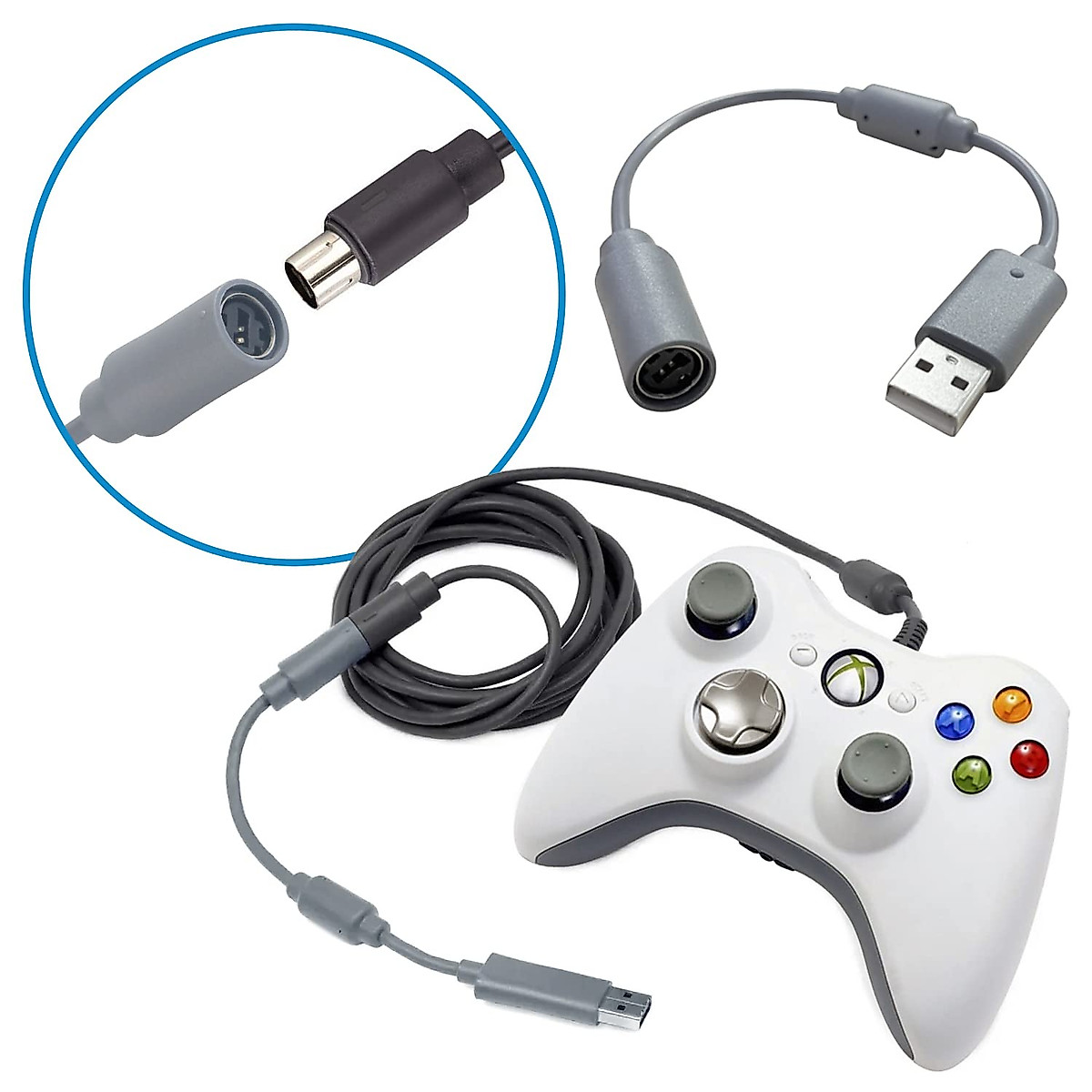 OSTENT USB Breakaway Extension Cable Adapter for Microsoft Xbox 360 Wired Controller