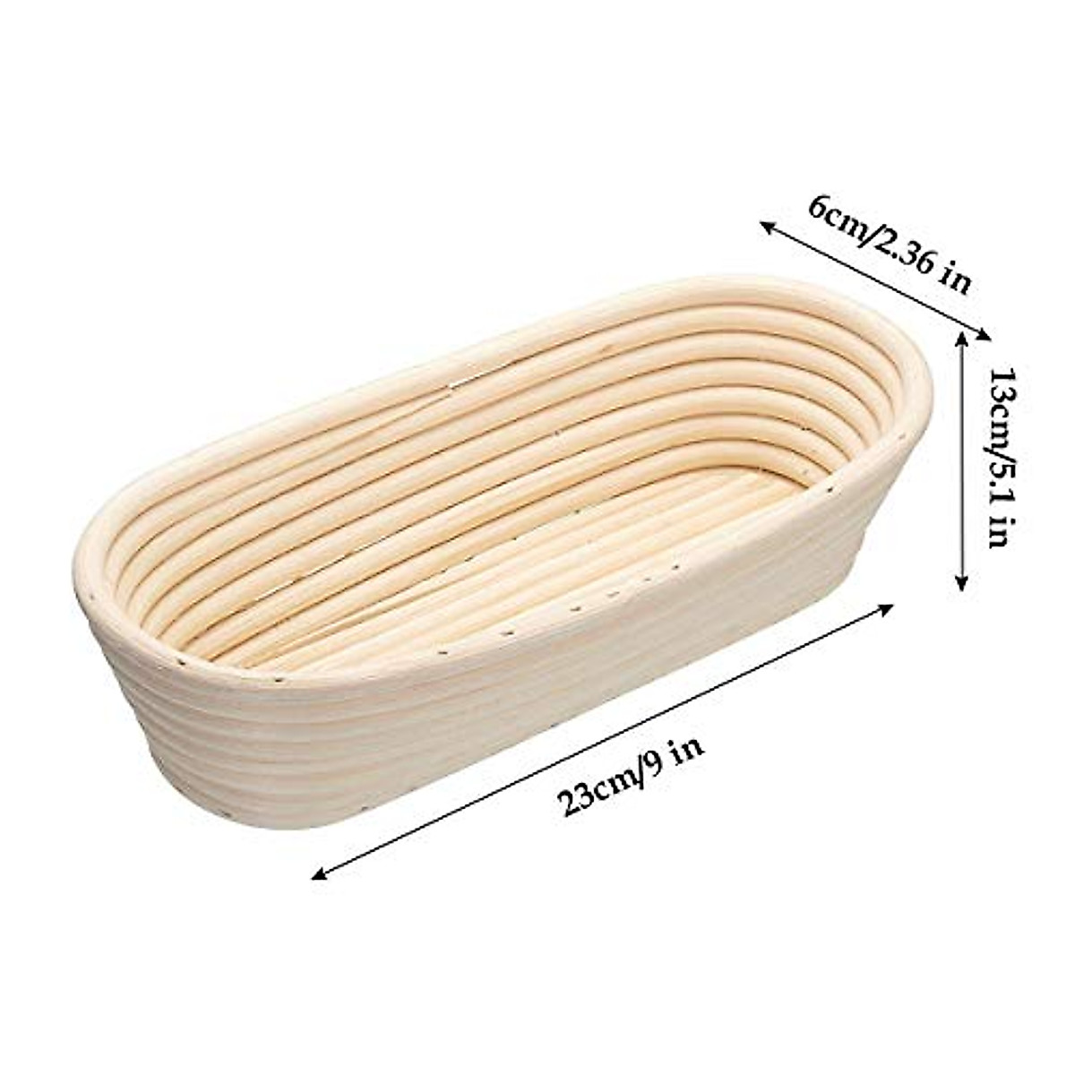 Hoomall 2Pcs Rectangular Bread Proofing Baskets 9.1 * 5.1 * 2.4in Sourdough Baskets +2Pcs Rectangular Fabric Cover +2Pcs White Squeegee