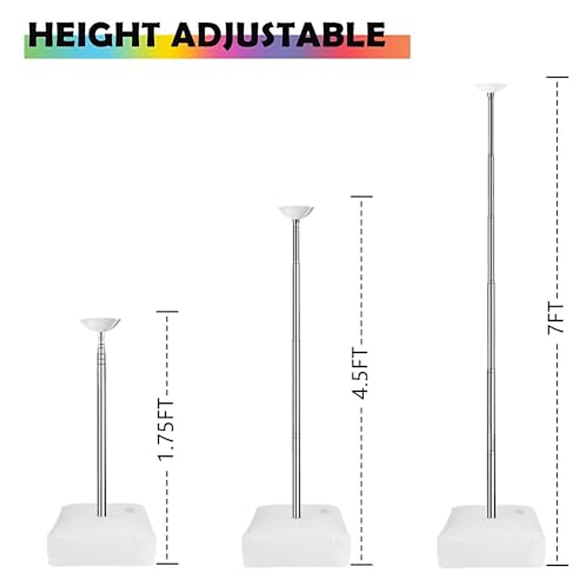 AooeDomi Metal Balloon Column Kit Set of 4, Reusable Telescopic Design with Base, Height Adjustable from 1.5 to 7 Ft, Balloon Stander for Party Decorations