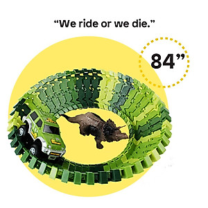 Boley Dinosaur Adventure Road Creators Playset - 142 Track Pieces and 11 Additional Pieces - Dinosaur Track, Battery Powered Car, and Dinosaurs Included - Perfect Construction Dinosaur Action Playset