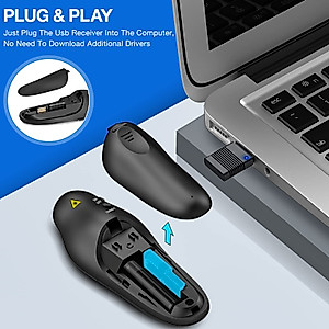 Presentation Clicker Wireless Presenter Remote USB Control Powerpoint PPT Clicker, Laser Pointer RF 2.4GHz Presenter Remote Google Slide Advancer Powerpoint Clicker for Computer/Laptop/Mac/Keynote