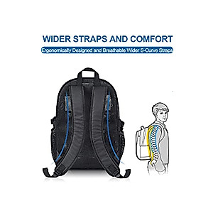 Heavy Duty Mesh Backpack for School, 30L Extra Large See Through Mesh Bookbag for Adults with Comfort Padded Straps for School, Beach, Swimming, Fitness, Sports(Black)