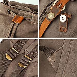 PKUVDSL Canvas Backpack, SERIES Vintage Canvas Backpack Hiking Daypacks Computers Laptop Backpacks Unisex Casual Rucksack Bookbag Mountaineering Bag for Men Women (Light Brown)