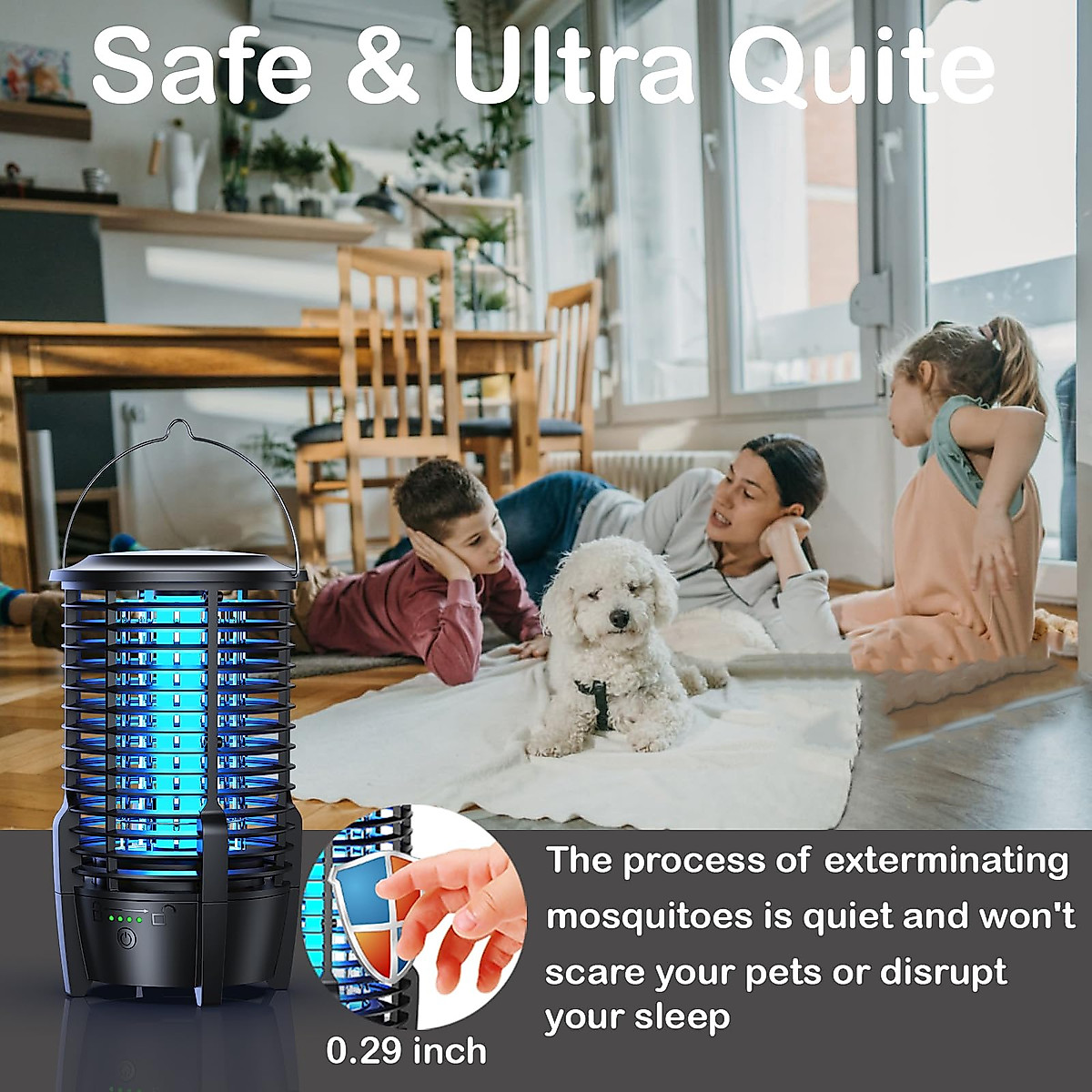 Rechargeable Bug Zapper Outdoor, Mosquito Zapper Rechargeable, Cordless Bug Zapper Outdoor with LED Light and 3600mAh Battery, Bug Zapper Light, Mosquito Killer for Camping Patio Backyard Garden