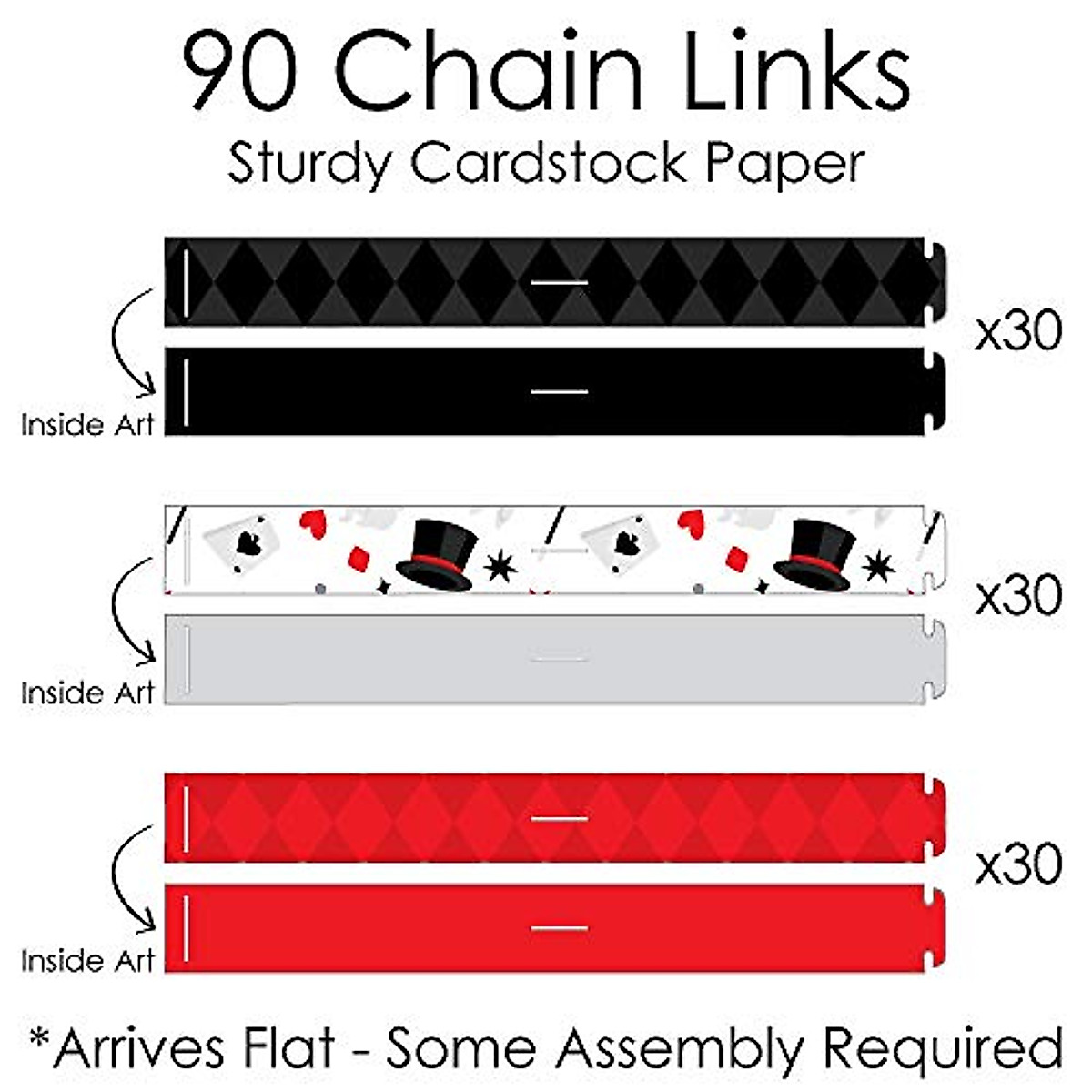Big Dot of Happiness Ta-Da, Magic Show - 90 Chain Links and 30 Paper Tassels Decoration Kit - Magical Birthday Party Paper Chains Garland - 21 feet