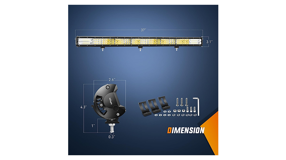 Nilight 37Inch Triple Row LED Light Bar for Off-Road & Boat Use
