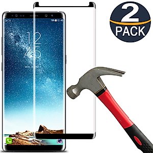 【2-PACK】Coolpow Designed for Samsung Galaxy Note 8 Screen Protector, Case Friendly, Anti-Bubble,3D Curved,Full Screen Coverage,9H Hardness,HD Clear, Samsung Note 8 Screen Protector Tempered Glass Film