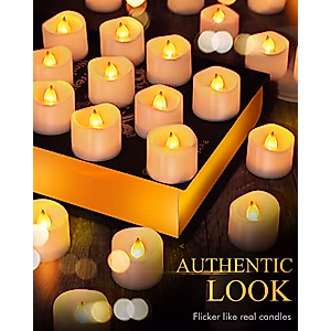 Hortsun 120 Pieces Flameless Tea Lights Candles Longer Battery Operated Votive Led Candles Flickering Romantic Tealights for Seasonal Festival Celebration Decor (Warm White)