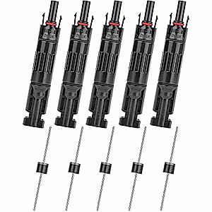 5 PCS PV Solar Panel Connector Male/Female 30A Built-in Diode Solar Wire Connectors Waterproof Anti-backflow