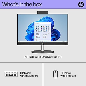 HP 23.8 inch All-in-One Desktop PC, FHD Display, Intel Core i3-N300, 8 GB RAM, 256 GB SSD, Intel UHD Graphics, Windows 11 Home, 24-cr0030 (2023), Shell White